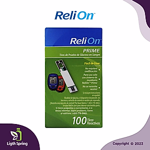 ReliOn Prime Blood Glucose Test Strips, 100 Ct Bundle with Exclusive Living Well with Diabetes: Your Health, Your Priority - Better Light&Spring Guide (2 Items)