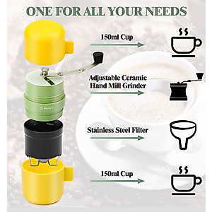 Manual Coffee Grinder, Manual Coffee Bean Grinder with Conical Ceramic Burr, Foldable Hand, Adjustable Coarseness, Portable Burr Hand Coffee Grinder for Outdoor Camping Traveling