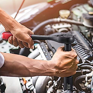 KBOISHA 3/8" Drive Impact Socket Set,49-Piece 6 Point Socket Set Standard SAE and Metric Sizes (5/16-Inch to 3/4-Inch and 8-22 mm) Cr-V Steel Sockets with Adapters & Ratchet Handle