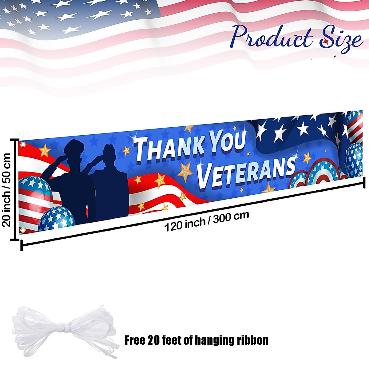 Veterans Day Banner Veterans Day Decorations Outdoor, Thank You Veterans Banner, Veterans Day Yard Sign, American Flag Patriotic Soldier Outdoor Veterans Day Banner