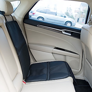 AutoMuko Car Seat Protector, for Baby Seat with Mesh Pockets Keeps Your Car Seat Tidy and Neat - Prevents Skid Marks, Wears and Tears (with One-Year Limited Warranty), Black