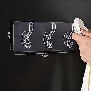 Heavy Duty 30lb(max) Self Adhesive Multi-Function Hooks Wall Clothes Tree(Transparent)