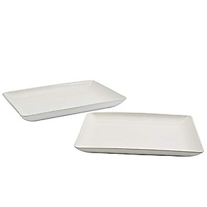 Denmark Tools For Cooks Blanc de Blanc White Serveware Collection- Nested Bowls Platters Serving Dining Elegant Simple Microwave Dishwasher Oven Safe, 2 Piece Rectangular Platter Set (17" & 15")