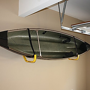 Suspenz Kayak Canoe SUP Storage Hanger for Garage Wall, Indoor Outdoor, Jay Rack Hook, Holds up to 125 lbs, Yellow, (11-0001)