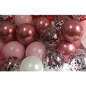 Metallic Red White Pink Balloons with Love Decor for Romantic Proposal Valentines day Wedding Anniversary Party Decorations