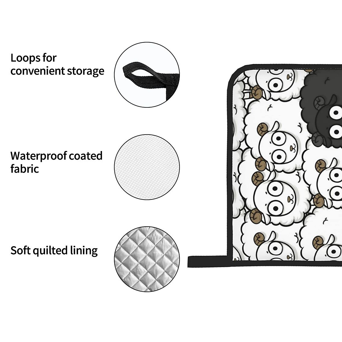 Cartoon Black White Sheep Printed Oven Mitt and Pot Holder Set, Washable Heat Resistant Oven Mitt for Kitchen Cooking Baking Grill