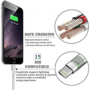 Ximytec iPhone Charger Cable [Mfi-Certified] 3Pack 10ft Nylon Braided High Speed USB Charging Cord Compatible with iPhone 12/11/XS/XR/X/8/7/6/5/iPad-SilverGray