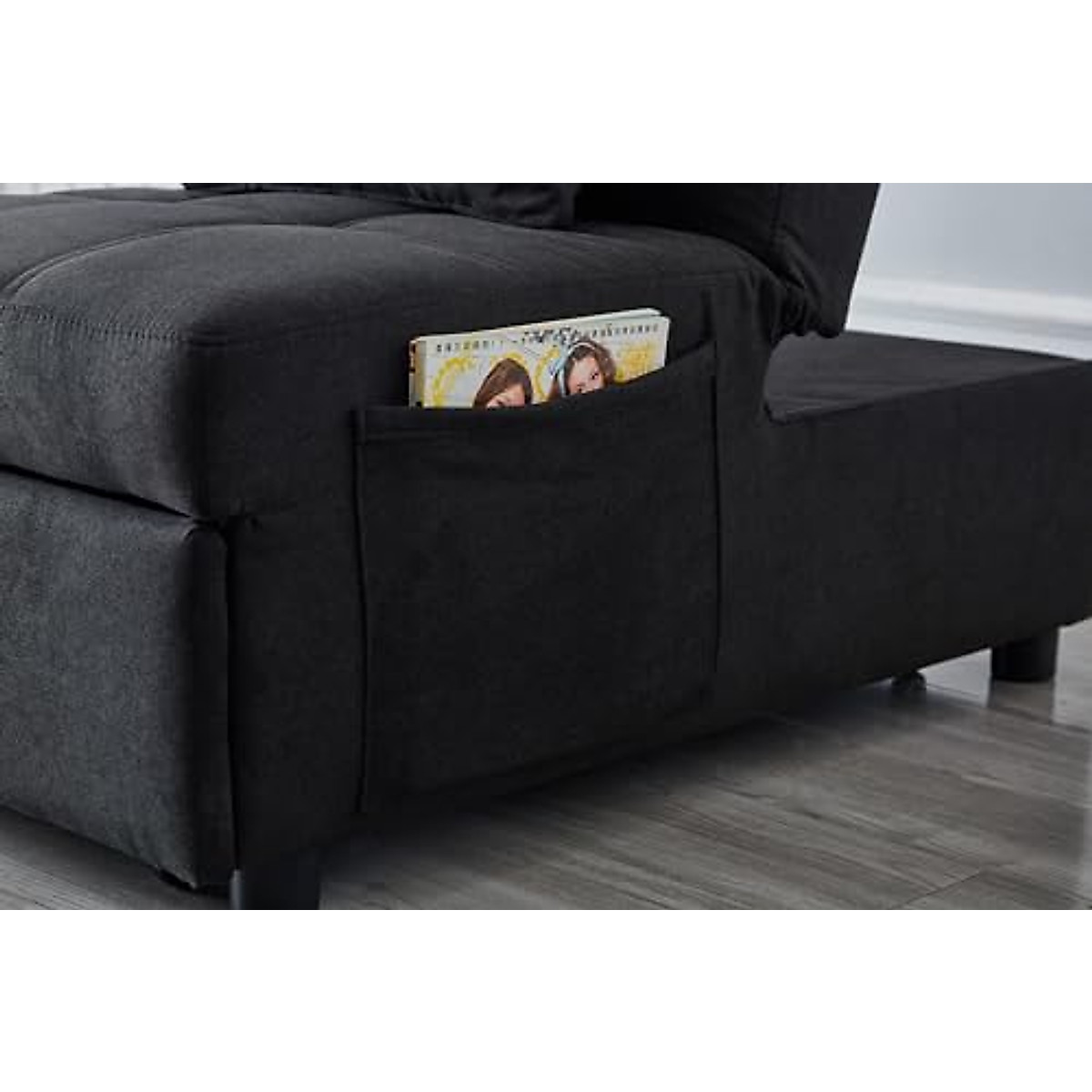 Convertible Pull Out Single Sofa Chair,3-in-1 Multi-Functional Sleeper Chair Bed, Adjustable Backrest Recliner with Modern Fabric for Living Room Bedroom Apartment Small Space（Black）