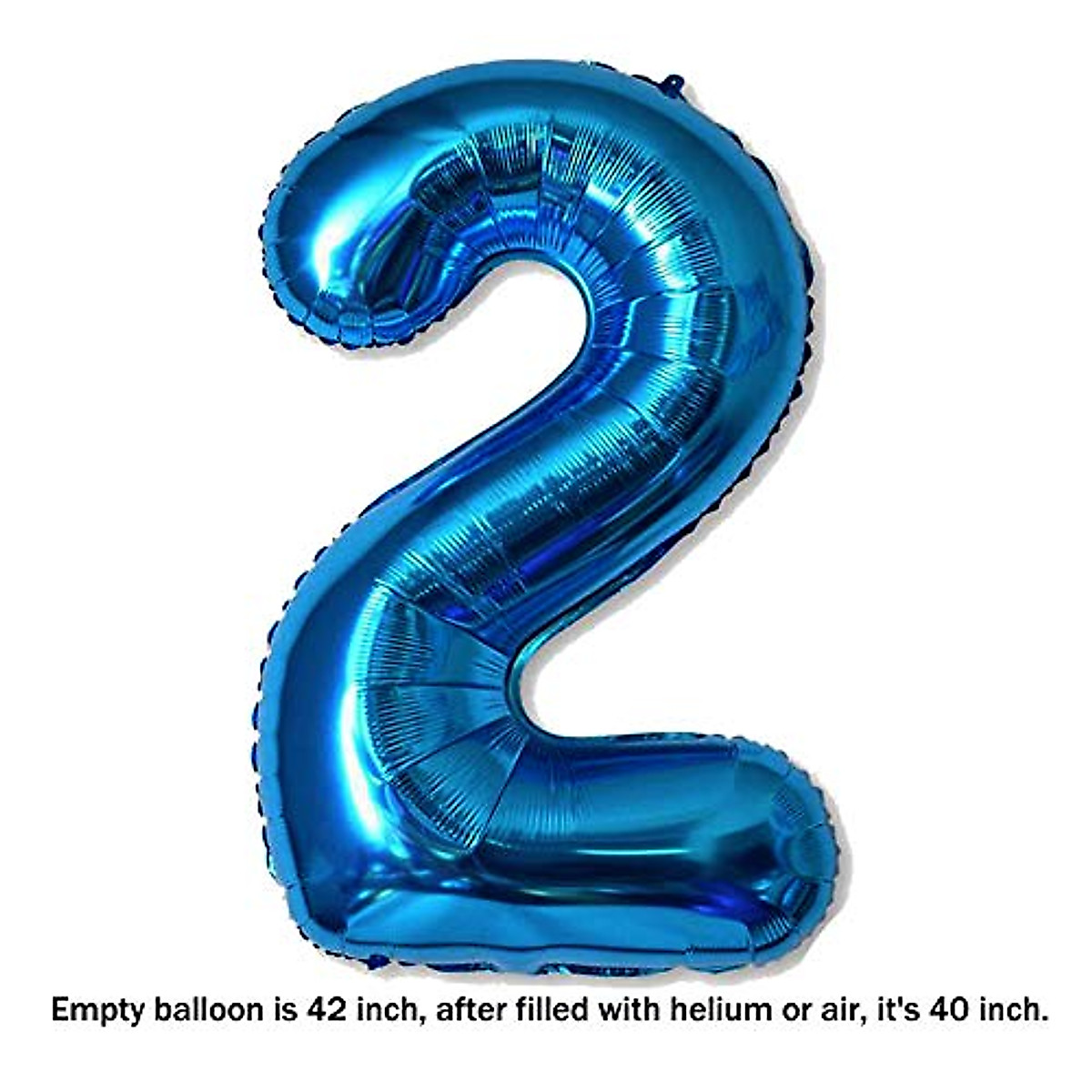 40 Inch Jumbo Blue Number 2 Balloon Giant Balloons Prom Balloons Helium Foil Mylar Huge Number Balloons for Birthday Party Decorations/Wedding/Anniversary