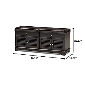 Baxton Studio Laertes Modern and Contemporary Dark Brown Wood 2-Drawer Shoe Storage Bench