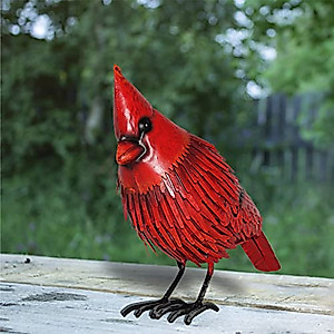 haitianxin Metal Cardinal Garden Decor Outdoor, Creative Large Red Bird Statue Yard Ornament, Cardinal Garden Decorations Yard Art for Patio Lawn Pathway Courtyard Vacation Holiday Collectible