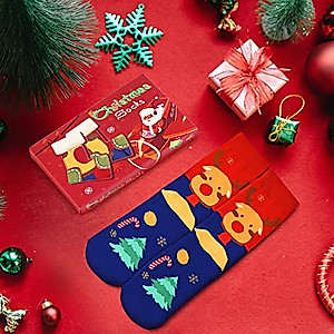 Funny Christmas Socks Box for Men Women Teen Boys Girls - Christmas Secret Santa Gifts Fun Novelty Funky Crazy Silly Cool Cute Santa Socks Xmas Gifts Stocking Stuffers