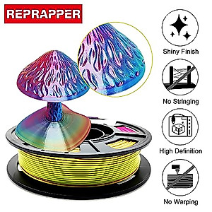Reprapper 4X 250g Color Pack, Triple Color Filament Coextrusion PLA Filament 1.75mm for 3D Printer & 3D Pen, 4 Spools Silk Rose/Blue/Green, Red/Blue/Gold, Green/Blue/Yellow, Gold/Copper/Black
