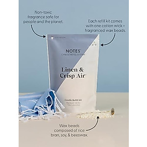 NOTES Sustainable Candle Starter Kit - Zesty Fresh Duo | Refillable & Reusable Candles | Fresh Scented Candles | 100% Natural Wax | Citrus & Fresh Basil and Linen & Crisp Air Candle Refills