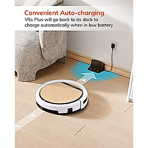 ILIFE V5s Plus Robot Vacuum and Mop Combo with Wi-Fi/App/Alexa, Automatic Self-Charging Robotic Vacuum Cleaner, Slim and Quiet, Cleans Hard Floors Carpets and Pet Hair (V5s Pro Upgrade Version)