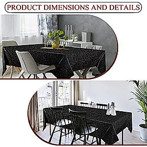 3 Pcs Black Sequin Glitter Tablecloth 54 x 108 Inch Sparkly Shimmer Shiny Waterproof Rectangle Table Cover for Wedding Birthday Graduation Decorations