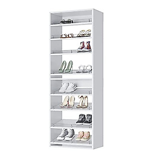 Closet Shelves Tower - Modular Closet System With Shoe Shelves (8) - Corner Closet System - Closet Organizers And Storage Shelves (White, 31.5 inches Wide) Closet Shelving