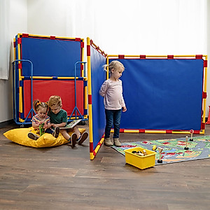 Children's Factory Big Screen Right Angle PlayPanel, Kids Room Divider, Classroom Privacy Screen, Blue