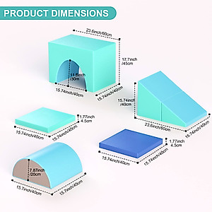 67i Toddler Foam Blocks Climbing Blocks Indoor Climbing Blocks for Toddlers 1-3 Soft Play Climbing Play Equipment Foam Blocks 5-Piece Climbing Blocks Indoor Play Foam Climbing Blocks (Blue)