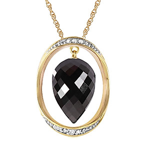 Galaxy Gold GG 12.35 CT. 14k 22" Yellow Gold Necklace with Diamonds and Briolette Pointy Drop Black Spinel