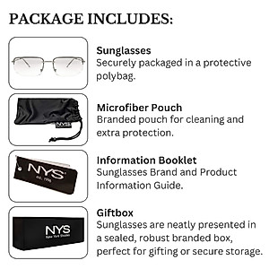 NYS Collection Astor Place Semi-Rimless Metal Sunglasses (Silver Metal Frame/Clear Gradient Lens)