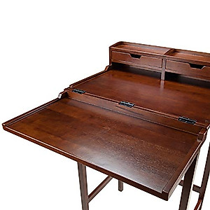 Winsome Brighton High Desk with 2-Drawer, Brown