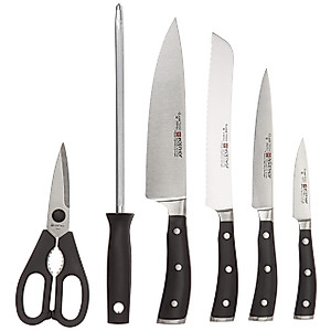 Wusthof Seven Acacia 7-Piece German Knife Classic IKON Block Set, Black