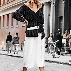 YALUXE Womens Wristlet Real Leather Chevron Tassel Large V Clutch Wallet with Shoulder Strap