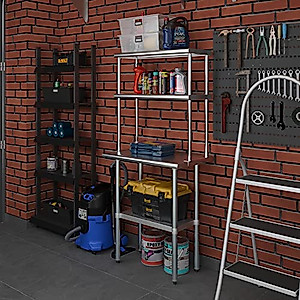 AmGood Stainless Steel Work Table with 12" Wide Double Tier Overshelf | Metal Kitchen Prep Table & Shelving Combo | NSF (Stainless Steel Table with Double Overshelves, 30" Long x 18" Deep)