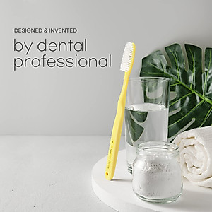 Dr.Golden Turtle Long Head Toothbrush 4-Pack Designed by Dentist | Easy Plaque Remover | Huge Toothbrush for Adults | Tooth Brushes Set | Toothbrush Medium Hard | Smokers Toothbrush for Clean Teeth