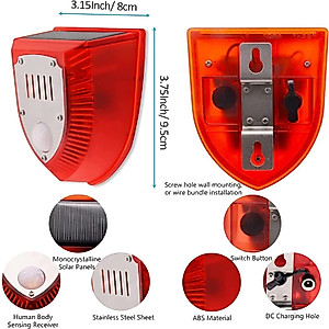 WONFAST Solar Motion Sensor Alarm Light Outdoor,Dog Barking&Gunshot Sound 129db Loud Noise Maker Strobe Light Warning Lamp for Home Villa Farm Barn Yard Chicken coop