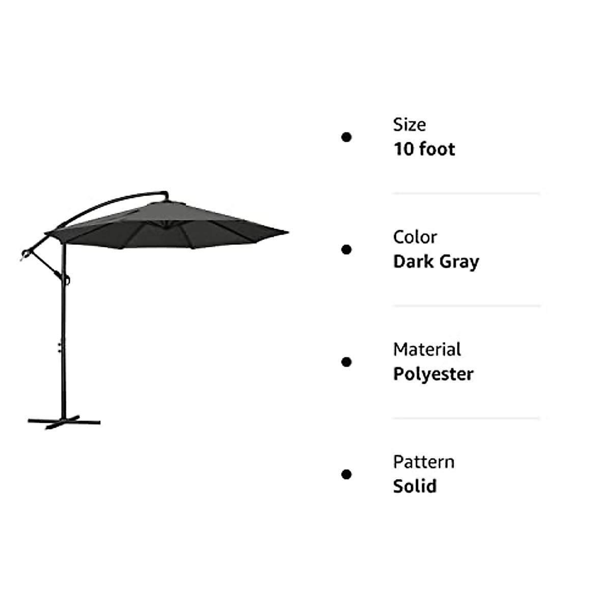 Sunnyglade 10Ft Outdoor Adjustable Offset Cantilever Hanging Patio Umbrella