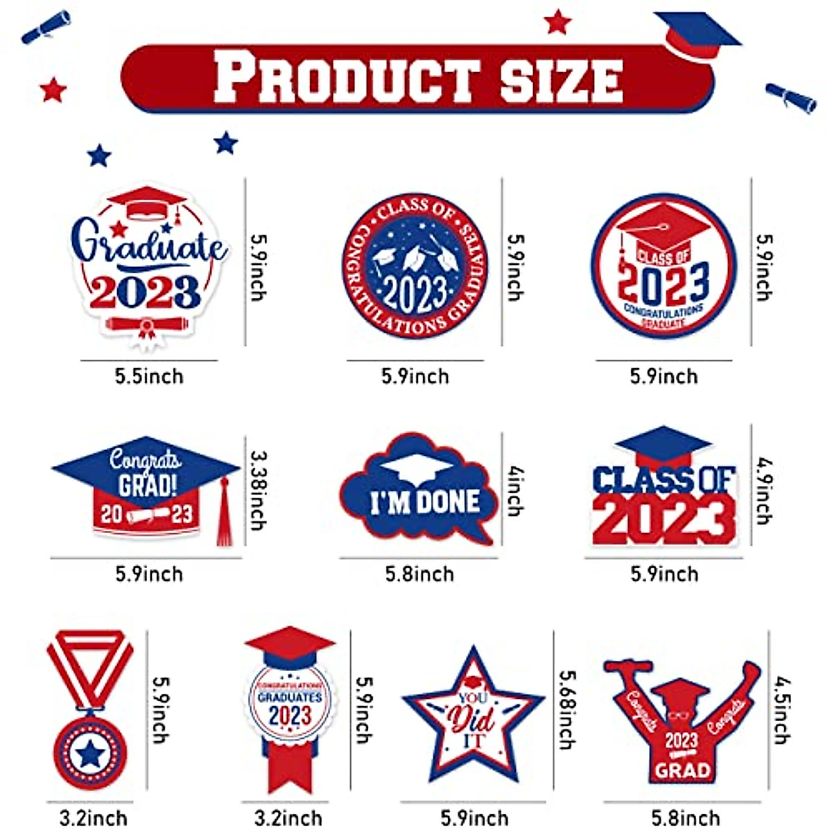 40 PCS Graduation Hanging Swirls Decorations Red White Blue Class of 2023 Graduation Party Supplies Congrats Grad Foil Ceiling Swirls Streamers for Congratulation Graduation Party Favors