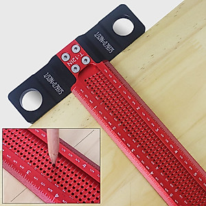 HFM Woodworking Scriber T-Square Ruler 12 inch, Architect Ruler for Carpenter Work, Layout and Measuring, Aluminum Alloy Square Layout Scriber