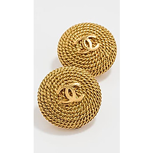 CHANEL Women's Pre-Loved Coiled Rope Texture Earrings, Gold, One Size