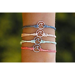 Pura Vida Silver Wave OG Mint Green Bracelet - Silver Plated Charm, Adjustable Band - 100% Waterproof