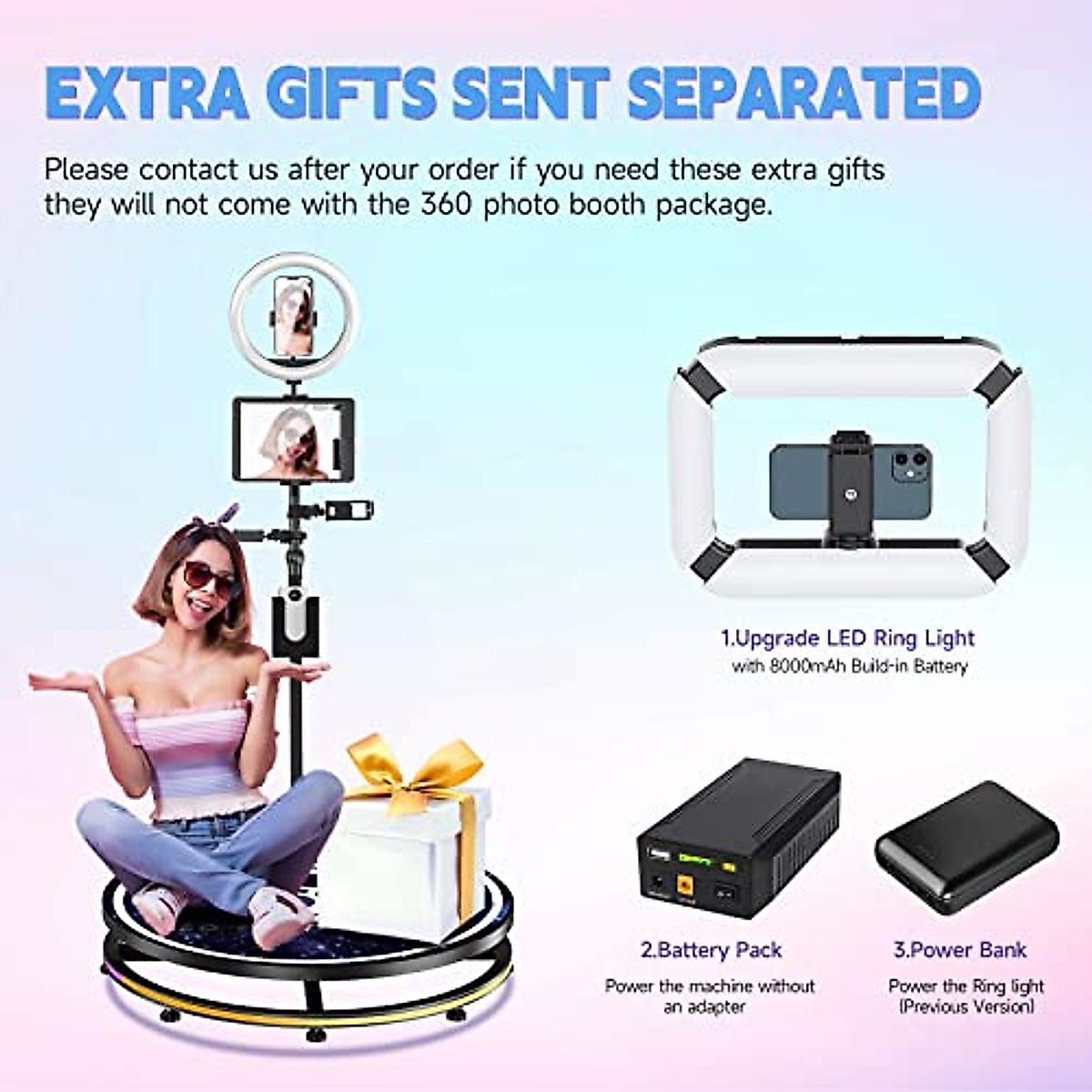 YCKJNB 360 Photo Booth 39.4" Machine with Flight Case,5 People Stand,Free Custom Logo with Extra Replacement Accessories,Software APP Control, Rotating Platform Auto Slow Motion Spinner Camera Booth