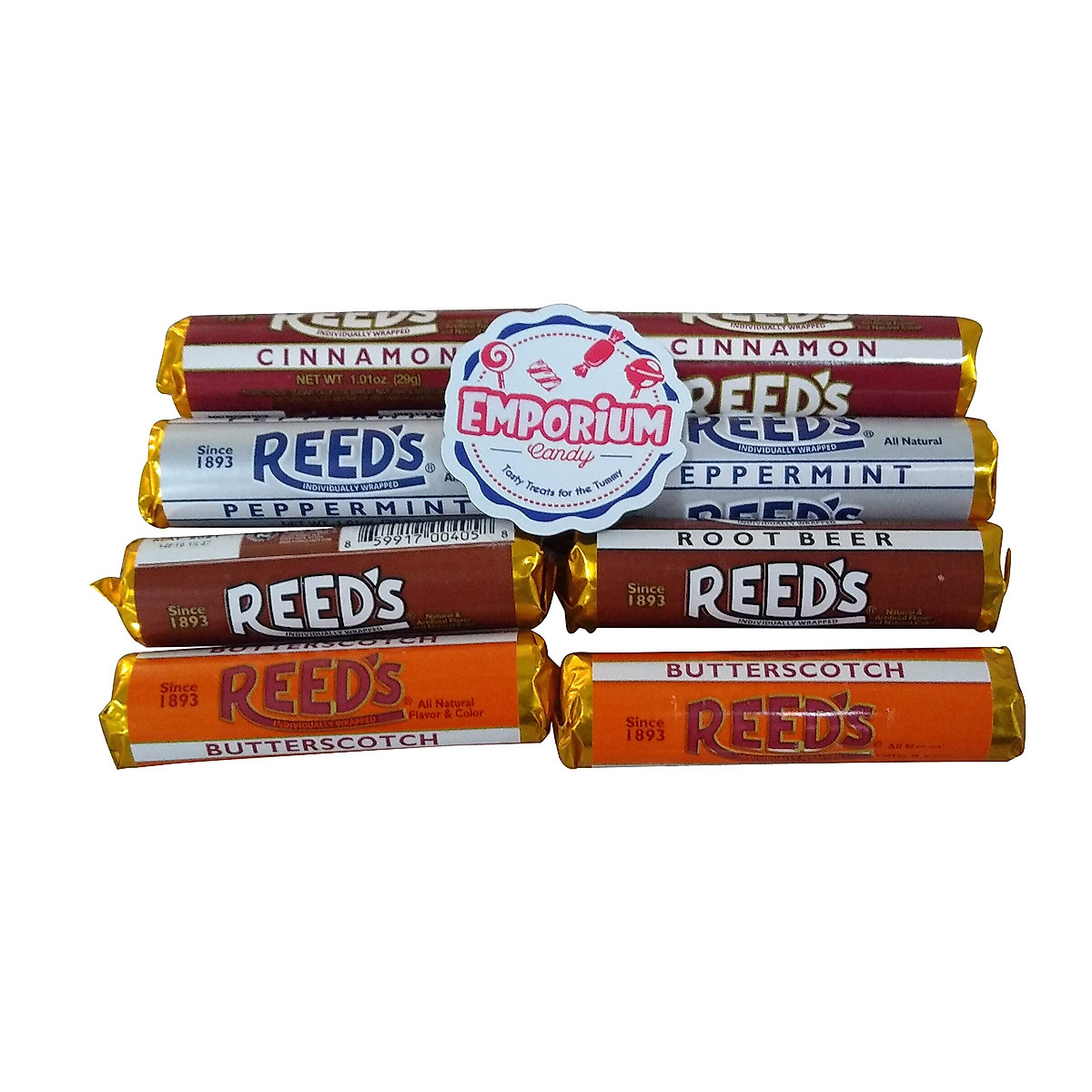 Reed's Candy Rolls Assortment - Cinnamon Root Beer Butterscotch Peppermint 2 Rolls of Each Flavor