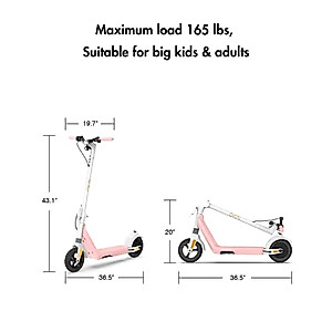 OKAI ES50B Electric Scooter - 12.4 Miles Range & 15.5 MPH - Lightweight and Foldable E Kick Scooter for Kids, Teens & Adults(Pink)