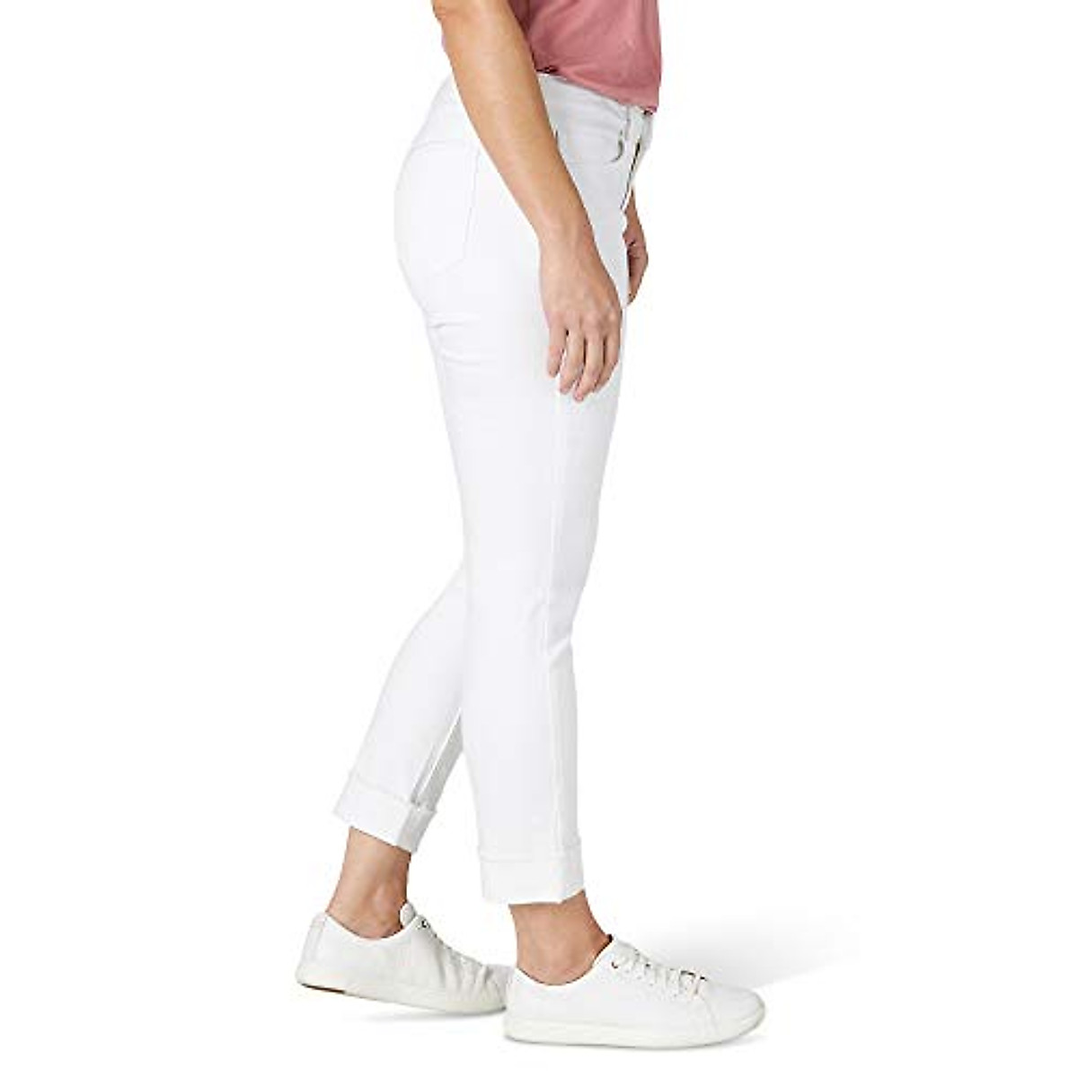 Riders by Lee Indigo Women's Fringe Cuff Boyfriend Jean, White, 14