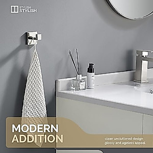 Angle Simple Bath Towel Hook, Solid Metal Bathroom Shower Square Hook Hand Towel Bathrobe Sponges Hanger Kitchen Cabinet Closet Hook Pants and Shirt Holder Polished Chrome, Wall Mounted