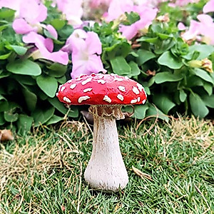 HOWFIELD Mushroom Decor Outdoor Garden Statue - Resin Miniature Figurines Fairy Garden Accessories Decor Lawn Ornaments