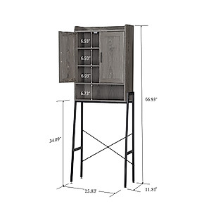 Over The Toilet Storage Cabinet, Bathroom Organizer Shelf, Toilet Storage Rack with 2 Curtained Doors for Bathroom Washroom