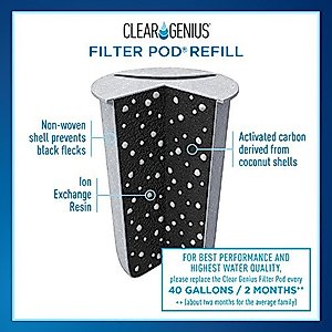 Clear Genius Filter Pod Refills (Pack-3) SR-3, Includes 3 Filter Pod Refills, Filter Pods Last For 2 Months