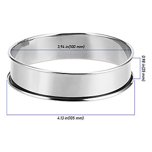 ZEONHEI 8 PCS 4 Inch English Muffin Ring, Stainless Steel Crumpet Rings, Double Rolled Tart Rings for Baking Fluffy Muffins, Eggs, Pancakes, Pastry