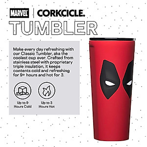 Corkcicle x Marvel Deadpool Insulated Coffee Mug with Lid, 24 oz – Cupholder Friendly Travel Coffee Tumbler Keeps Drinks Cold 9hrs, Hot 3hrs
