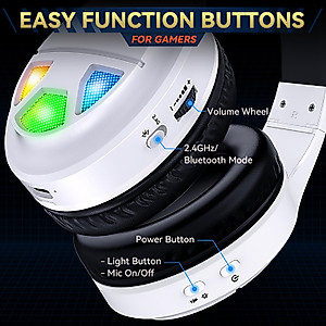 WiseWing 2.4GHz Wireless Gaming Headset for PC, PS5, PS4, Switch, USB Gaming Headphones with Noise Canceling Microphone, Bluetooth 5.4, RGB Lights, 60H Battery Headsets for Mac, Laptop, Mobile