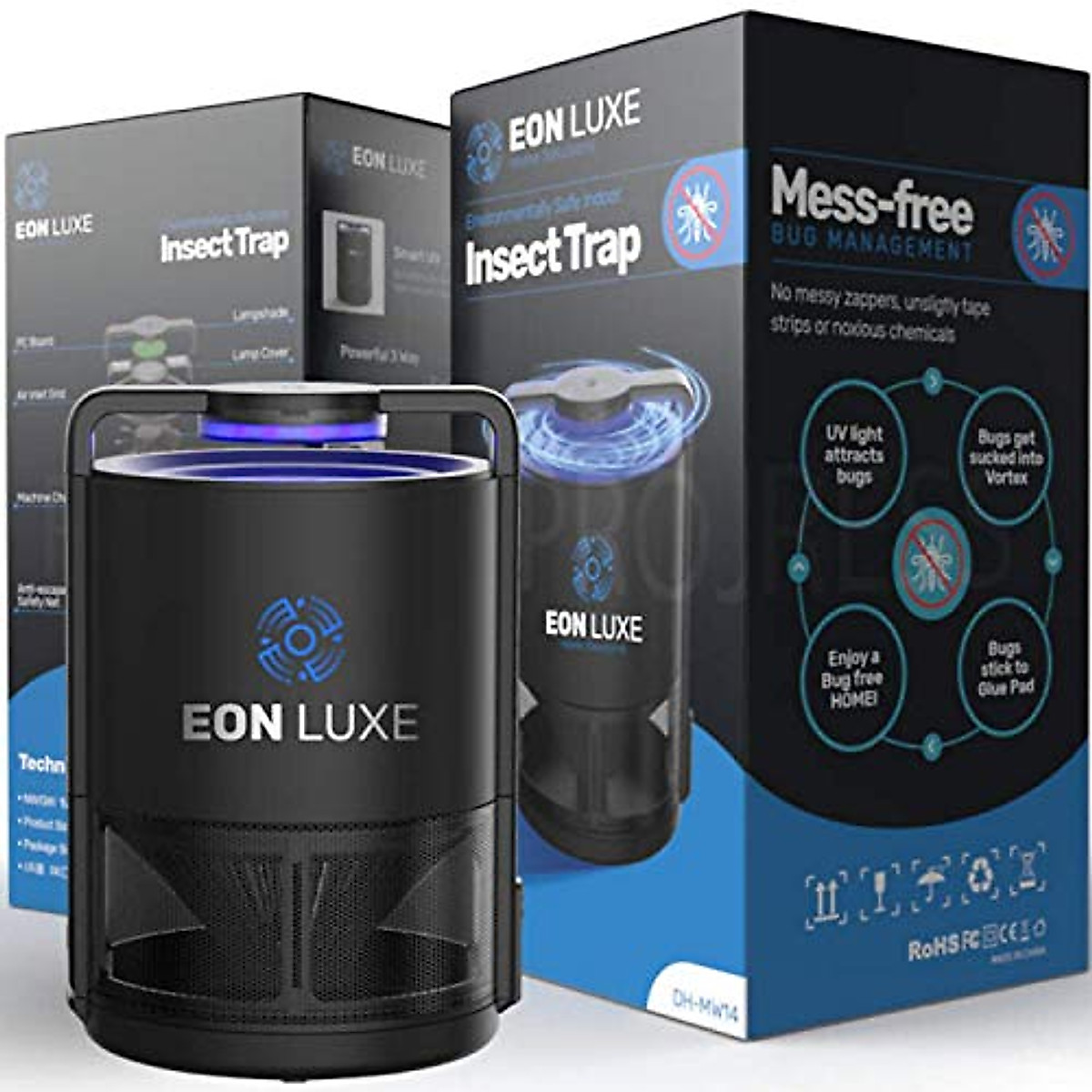 Indoor Insect Trap Bug-Zapper by Eon Luxe Solutions - Catcher & Killer for Gnat, Moth, Fruit Flies, Mosquito - Non-Zapper Traps for Bug Free Home - Catch Flying Insect Indoors via Light and Glue