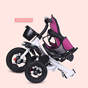 ZWJ-Children Tricycle Kid Trike Foldable Kids Trike, Portable Tricycle with Rotating Seat, 3 Wheel Toddlers Children Bike, 8 Months to 6 Years Old (Color : Blue)