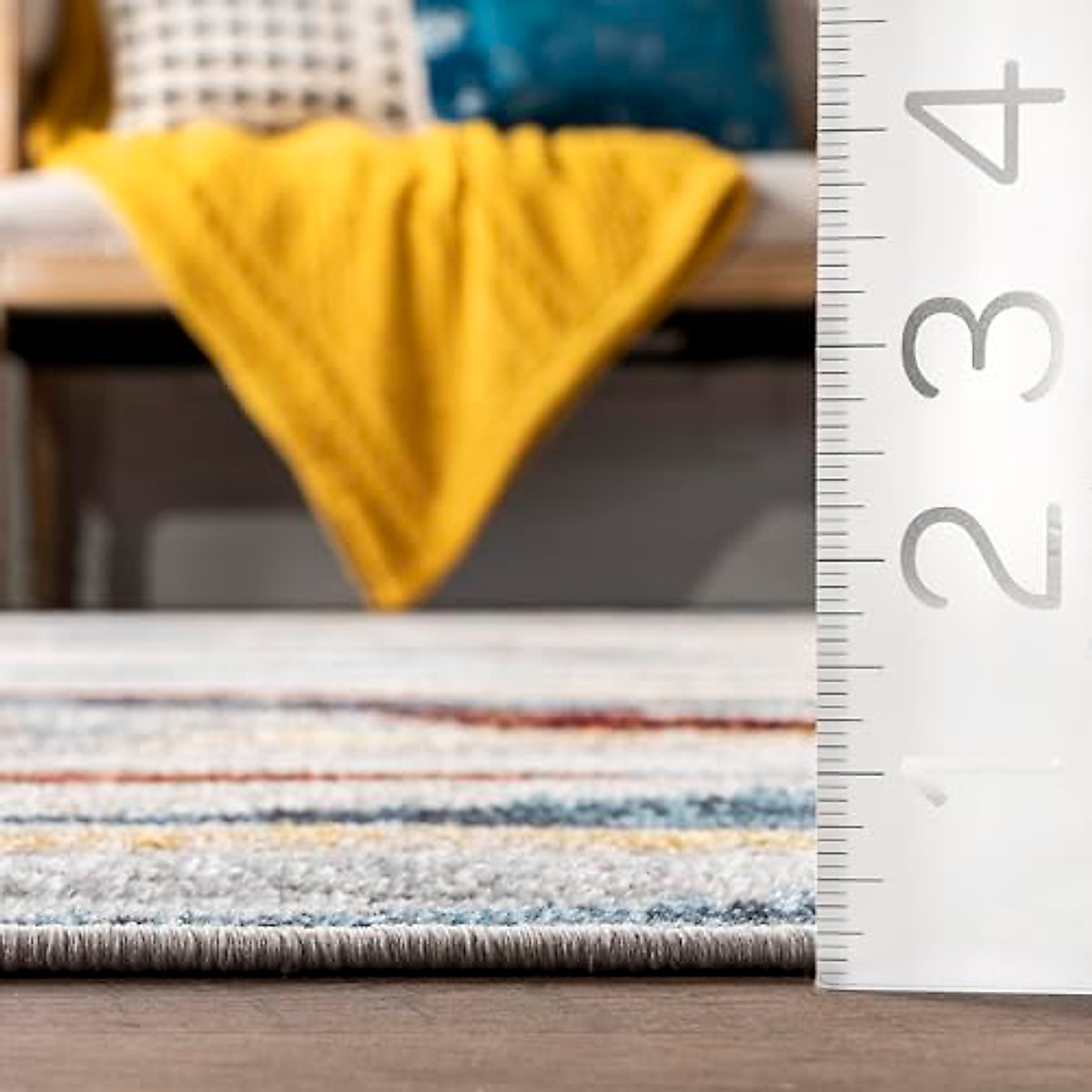 nuLOOM Katya Contemporary Waves Machine Washable Area Rug, 4x6, Multi